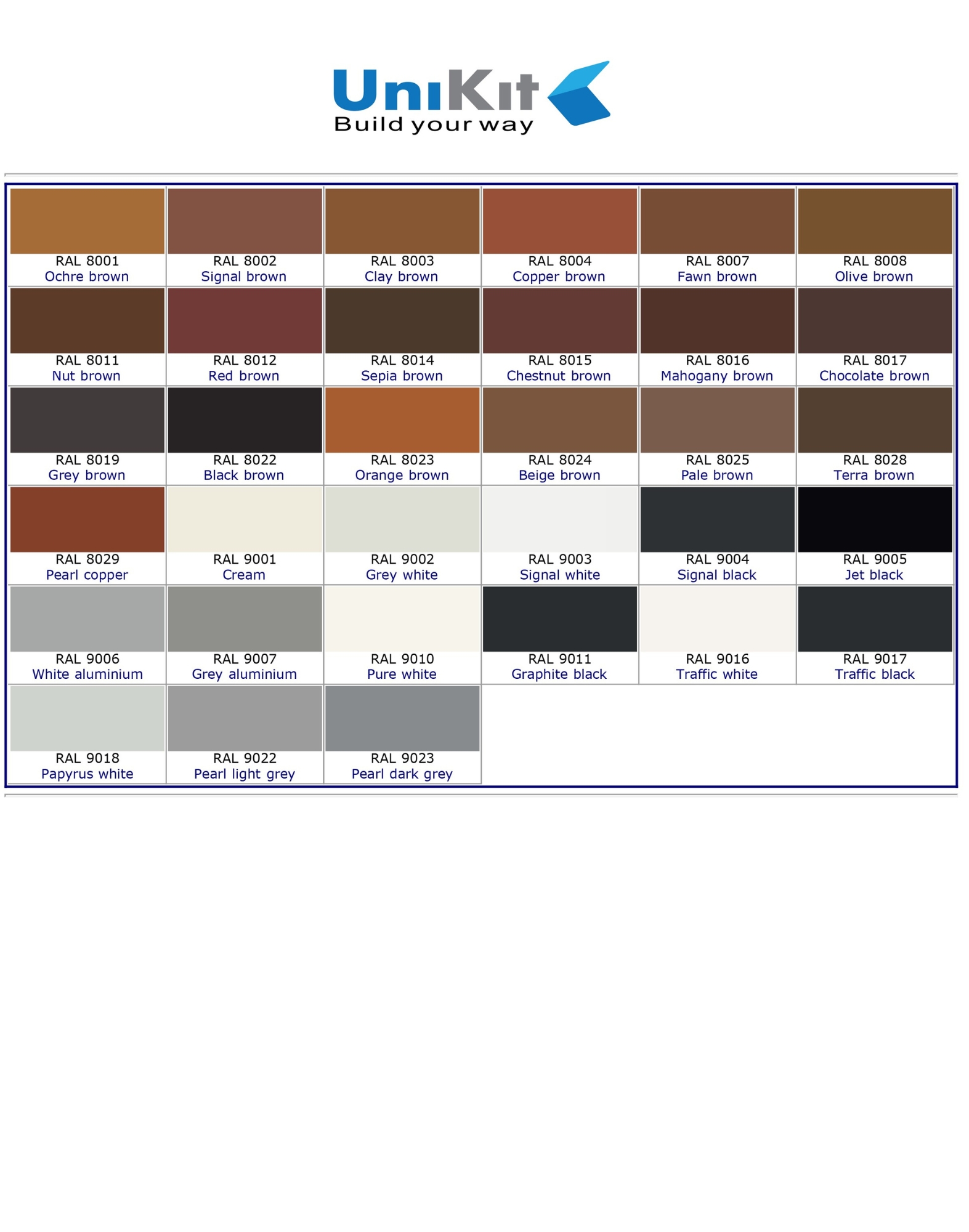 מניפת ראל | ral גוון | צבעים