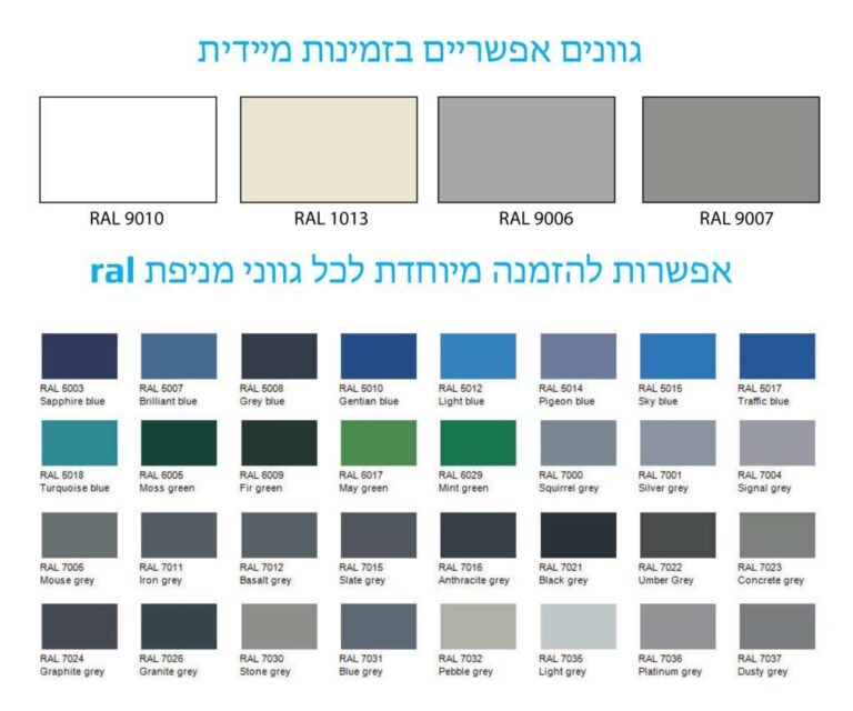מניפת צבעי RAL לבחירה